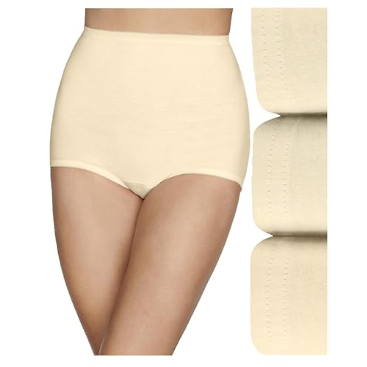 Vanity Fair Women's Lollipop Plus Size Brief Panties 15861, Elastic Leg Opening-Candleglow (3 Pack), X-Large (8)