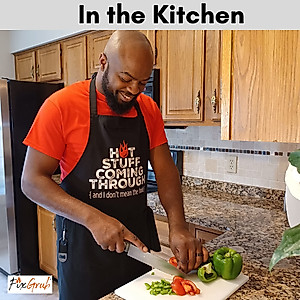 FixGrub Chefs Apron, Grill Apron, Funny Aprons for Men and Women, BBQ Apron, 3 Pockets, Bottle Opener, Towel and Gift Box Included