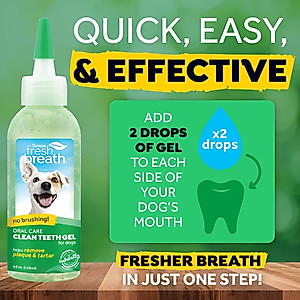 TropiClean Fresh Breath for Dogs | No Brush Dental Gel for Dogs | Dog Dental Gel & Toothpaste for Plaque, Tartar & Stinky Breath | Made in the USA | 4 oz.