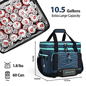 Maelstrom Collapsible Soft Sided Cooler - 60 Cans Extra Large Lunch Cooler Bag Insulated Leakproof Camping Cooler, Portable for Grocery Shopping, Camping, Tailgating and Road Trips，Navy Blue