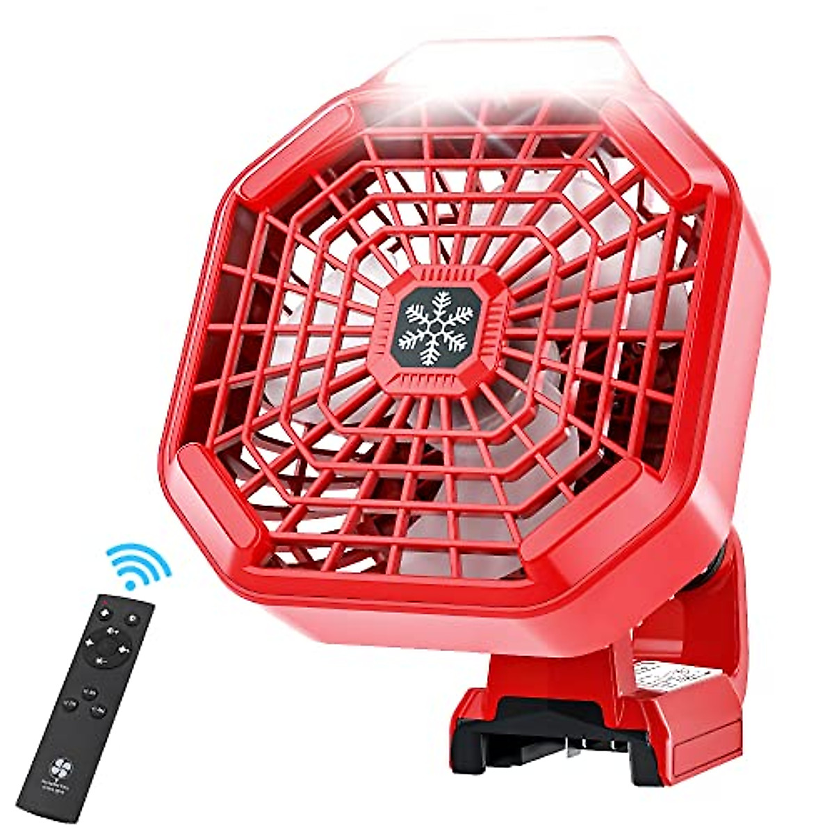 WaxPar For Milwaukee Fan Cordless Jobsite Fan, USB Floor Fan Tent Fan with Light Compatible with Milwaukee M18 Battery Camping Fan 14.4-20V Li-Ion Battery, Remote, 3 Wind/Brightness Modes, Timer