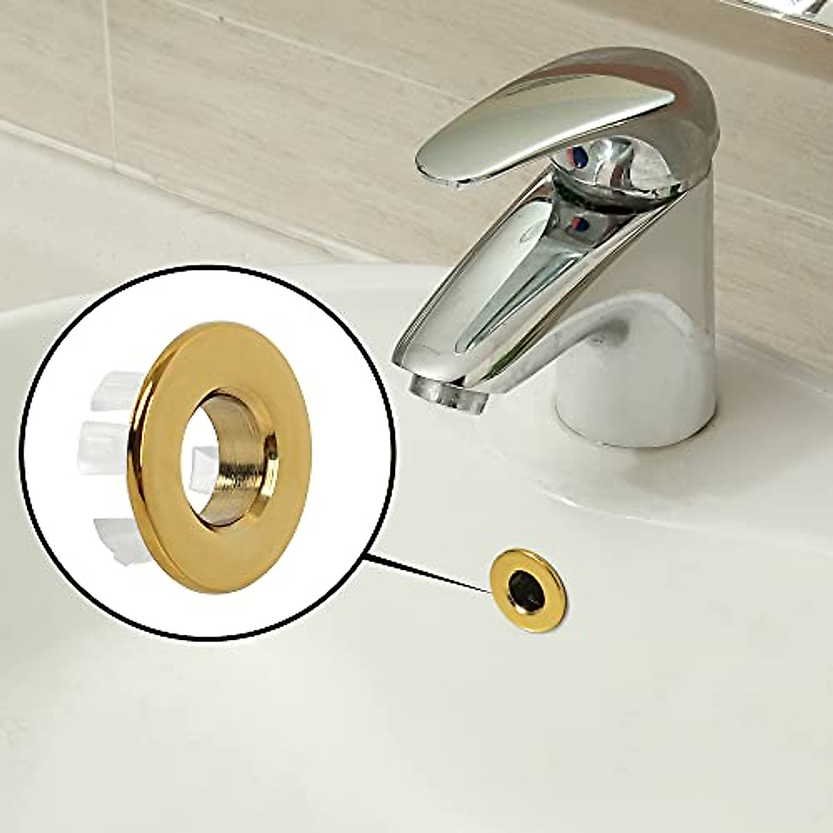 Zeesink Sink Overflow Cover,Basin Trim Overflow Cover for Bathroom Sink,Gold Color