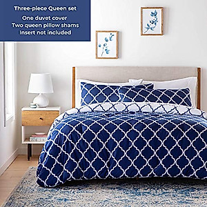 LINENSPA All Season Hypoallergenic Down Alternative Microfiber Comforter, Oversized Queen, Blue/White