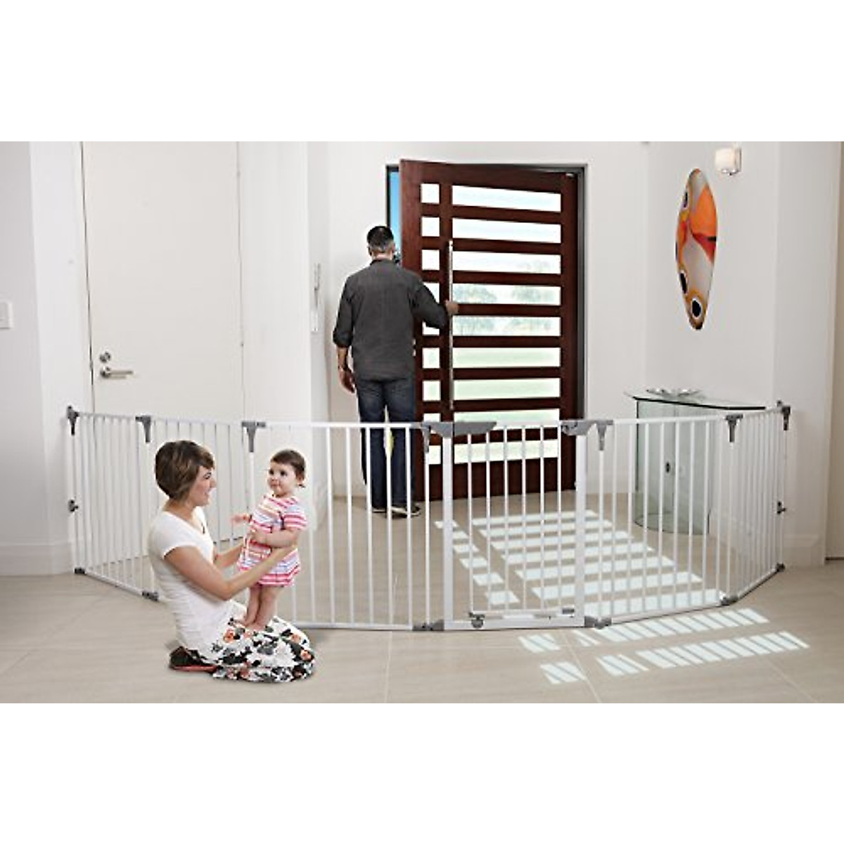 Dreambaby Royale Converta 3-in-1 Play Yard Baby Gate - with 6 Modular Panel - Fits Opening with 151 inch Wide & 29 inch Tall - White - Model L849