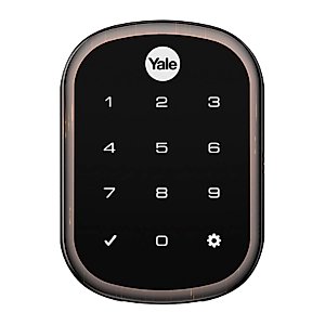 Liftmaster myQ Key Free Smart Lock with Touchscreen, Deadbolt, Oil Rubbed Bronze with myQ Smart Garage Control Control (LMDBPACK-OB & 821LMC)