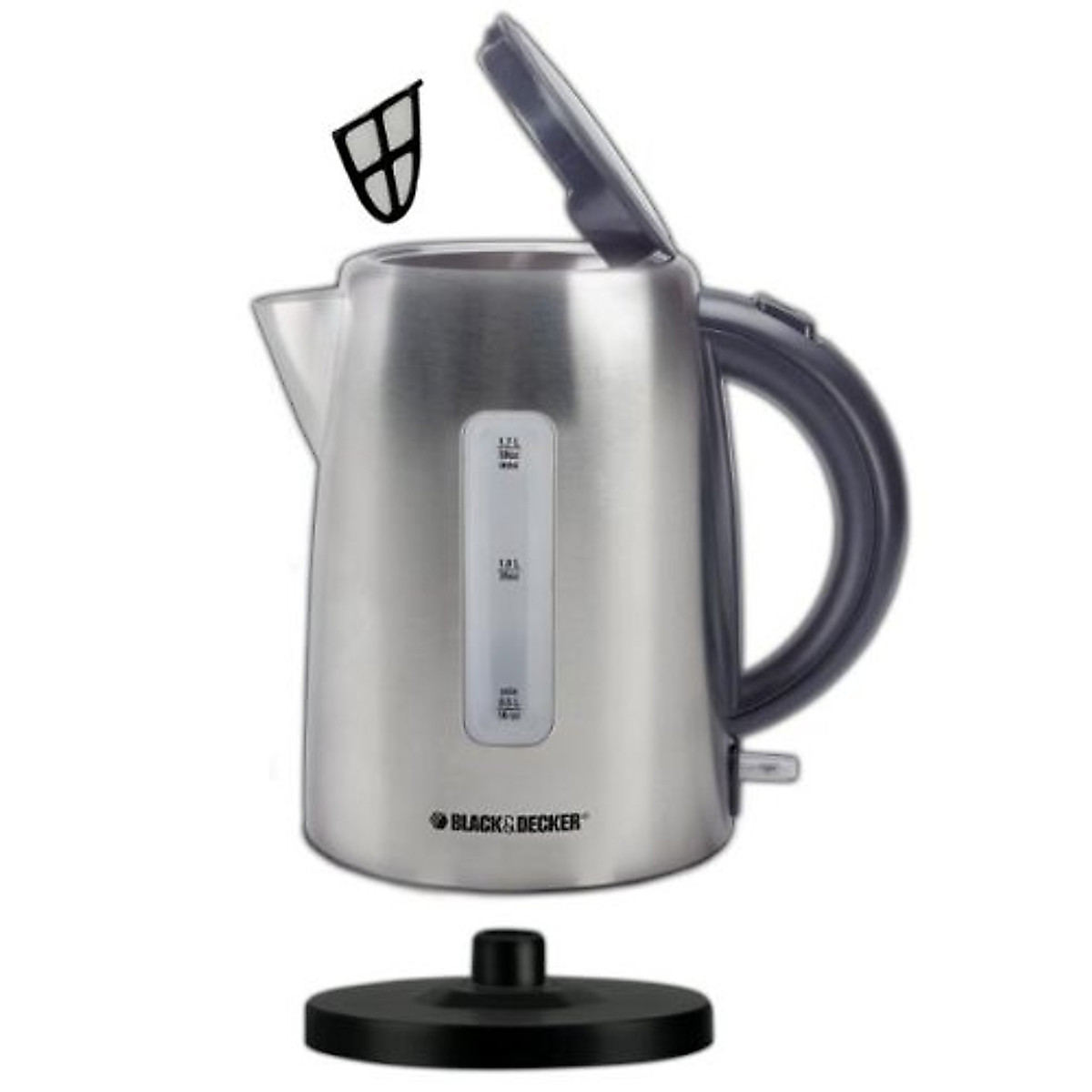 BLACK+DECKER 1.7L Cordless Kettle, Silver, KE2000SD