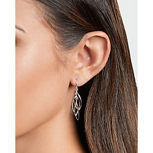 MILLA Teardrop Earrings - Designer Silver Statement Earrings or Gold Dangle Earrings for Women Trendy Upscale Sterling Silver Wire Dangly Earrings (Linear Swirl/Sterling Silver Plated)