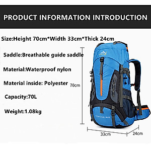 Kingsea 70L Large Camping Hiking Backpack , Lightweight Nylon Trekking Rucksack,For Men Women Outdoor Large Capacity Sports Mountaineering Backpack Climbing Travel Waterproof Daypack