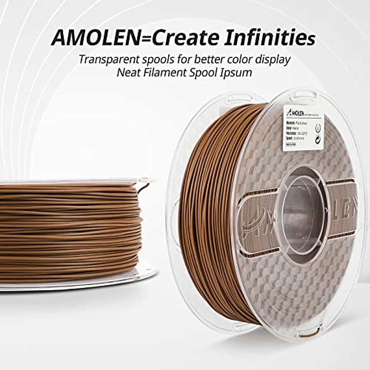 AMOLEN Dark Wood Walnut PLA Filament 1.75mm,Walnut 3D Printer Filament with 30% Real Wood Fiber,Wood Filament,1KG