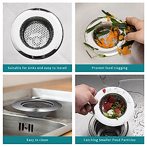 2pcs Kitchen Sink Strainer Stainless Steel,4.5" Sink Strainers for Kitchen Sink,Food Catcher for Most Sink Drains Kitchen Sink Basket Strainer Steel Sink Filter (Upgrade)