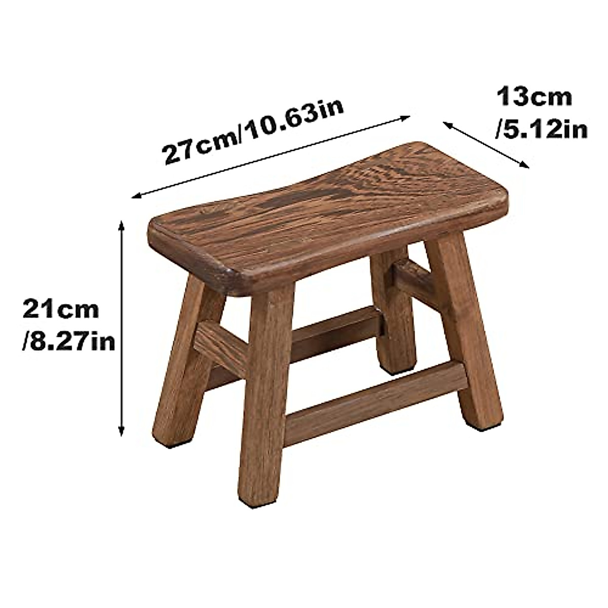 EKDJKK Rustic Wooden Step Stool, Sturdy & Decorative, Solid Wood Tiny Step Stool for Kids Adults, Plant Stand (27x13x21cm/11x5x8inch) - Brown