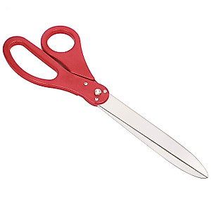 Giant Ribbon Cutting Scissor Set with Red Ribbon Included - 25" Extra Large Scissors - Heavy Duty Metal Construction for Grand Openings, Inaugurations, Ceremonies & Special Events