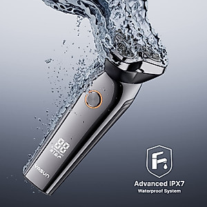 Electric Razor for Men, YASUN Men's Rotary Shaver, Wet/Dry IPX7 Waterproof Electric Shavers for Men with Pop-up Beard Trimmer, Cordless Rechargeable Mens Razor - YS3900 Chrome