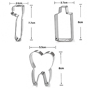 6Pcs Tooth Brush/Toothpaste/Teeth Cute Stainless Steel Cookie Cutter Fondant Cutter Baby Kids First Tooth Party Decorations Supplies Dentist Birthday Gift