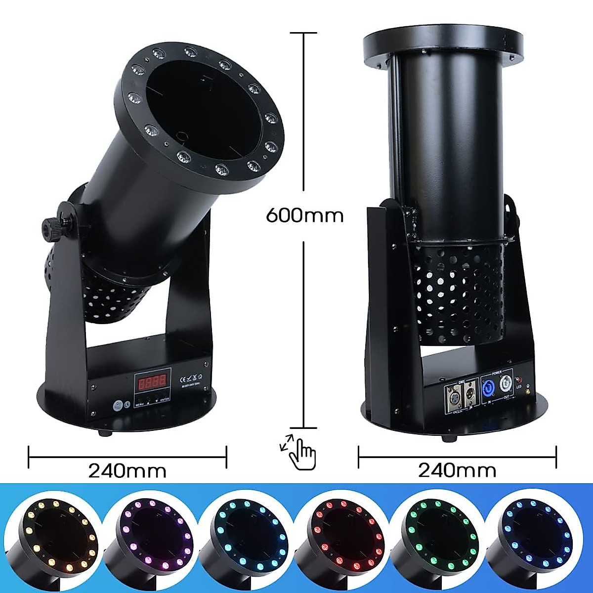 LED Professional Confetti Launcher Cannon Machine, Confetti Blower Machine Confetti Cannon 12X3W RGB 3 in 1 DMX/Remote Control for Weddding Disco Show Club Stage Party