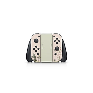 Tacky Design Japanese Cherry Blossom Skin Compatible with Nintendo Switch Skin Wrap Cover, Beige Color Skin for Nintendo Switch Stickers, Premium Vinyl 3M Full Wrap Decal