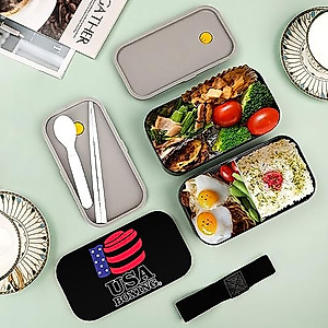 USA Boxing Bento Box for Adult Lunch Box Containers with 2 Compartments Large Capacity for Camping Work Office