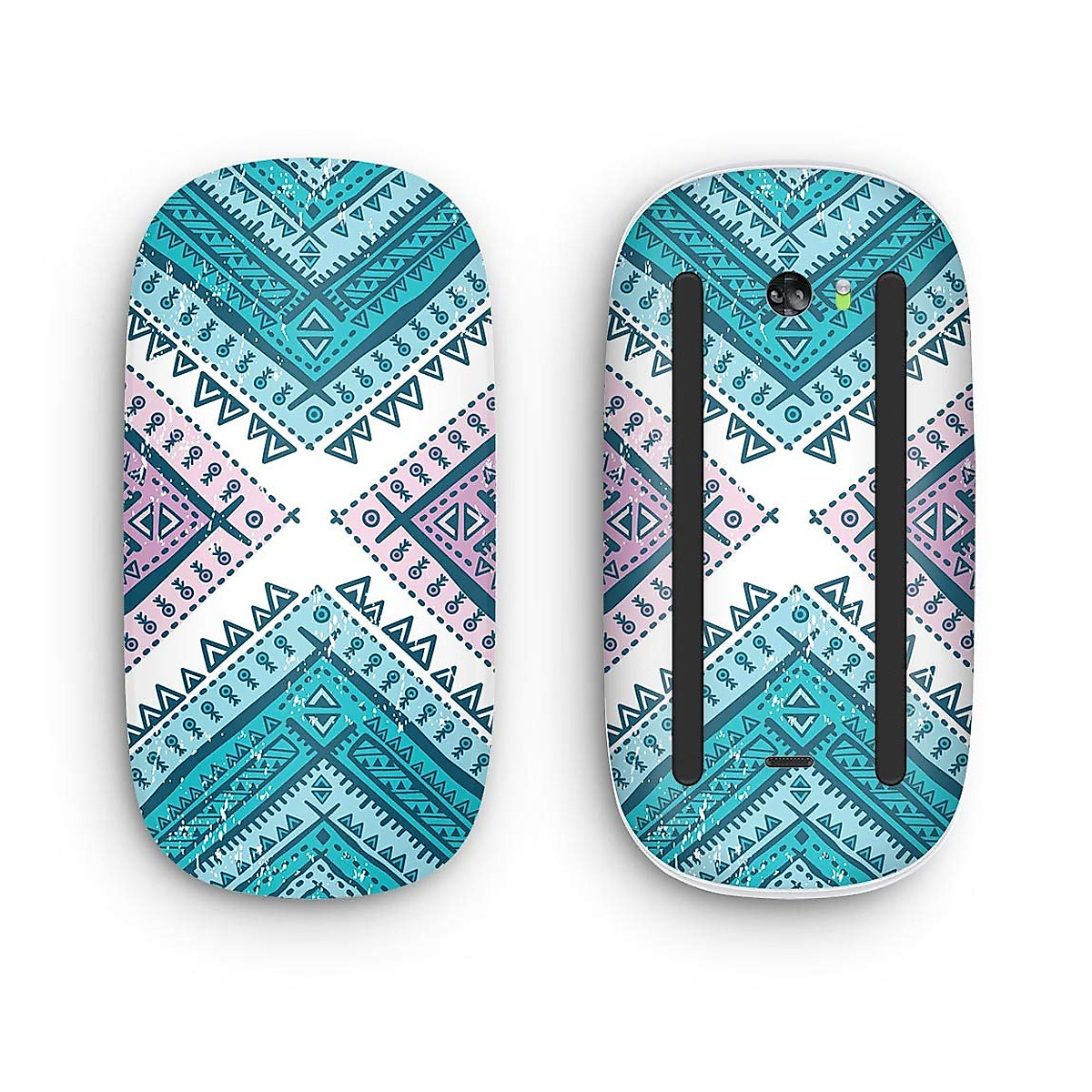 Design Skinz Ethnic Aztec Blue and Pink Point Vinyl Decal Compatible with The Apple Magic Mouse 2 (Wireless, Rechargable) with Multi-Touch Surface