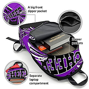 Cheer Purple CheerleadersBackpack Laptop Bag Daypack for Hiking Adult Christmas Gift
