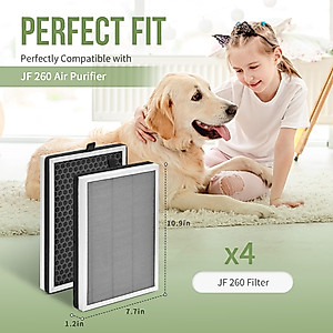 Nisreen JF 260 Replacement Filter Compatible with Jafanda Air Purifier Filter JF260, 3-in-1 True HEPA Filter for JF260 Air Puri-fier, Part# JF260-RF, 4-Pack