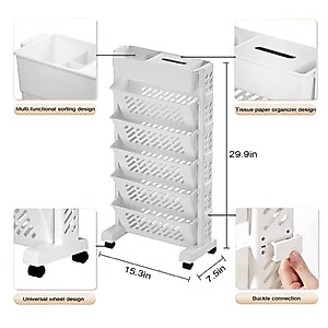APBATS 6 Tier Book Rack Storage Bookshelf, Removable Movable Unique Bookcase, Utility Organizer White Bookshelves for Kids Children Students Study in Bedroom Living Room Home School