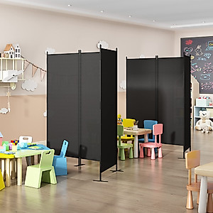 JAXPETY Room Divider Panel 6Ft Privacy Screen Wall Divider 88" W x 73" H Dividers for Room Separation Folding Portable Freestanding Room Partition for Office, Black