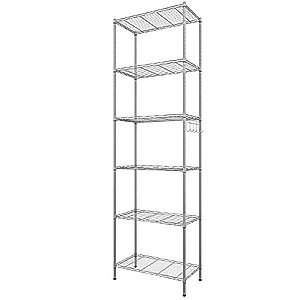 Himimi 6-Tier Wire Shelving Unit, Free Standing Shelf, Metal Storage Shelves, Heavy Duty Organizer Rack for Garage, Kitchen, Living Room, Bathroom, 21.26L x 11.42W x 62.99H, Silver