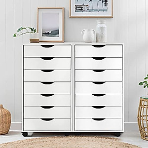 TUSY 7-Drawer Chest, Storage Dresser Cabinet with Wheels, Tall Chest of Drawers for Closet and Bedroom (White, 7 Drawer)