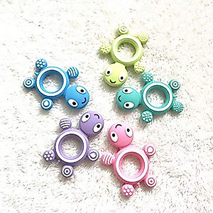 Jitejoe Baby Teether, Food-Grade Baby Silicone Turtle Animals (Pink)
