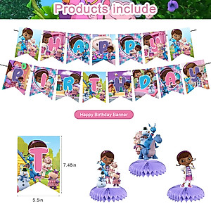 Doc McStuffins Party Decorations,Birthday Party Supplies For Doc McStuffins Party Supplies Includes Banner - Cake Topper - 12 Cupcake Toppers - 20 Balloons - 3 Doc Girl Honeycomb Centerpieces