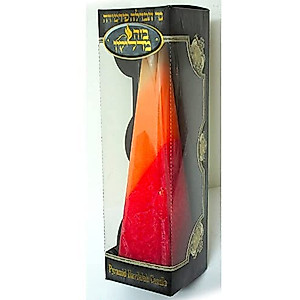 Shalhevet Light Pyramid Self Standing Long Lasting Havdalah Candle (Fire - Brown Orange Red)