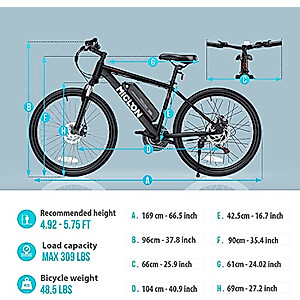 MICLON Electric Bike, Electric Bike for Adults 26'' E-Bikes 350W BAFANG Motor, 2X Faster Charge, Removable Battery, 20MPH Mountain Bike with Suspension Fork, 21 Speed Gears Bicycle LED Display - BALCK