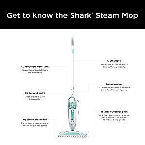Shark S1000 Steam Mop, White/Seafoam