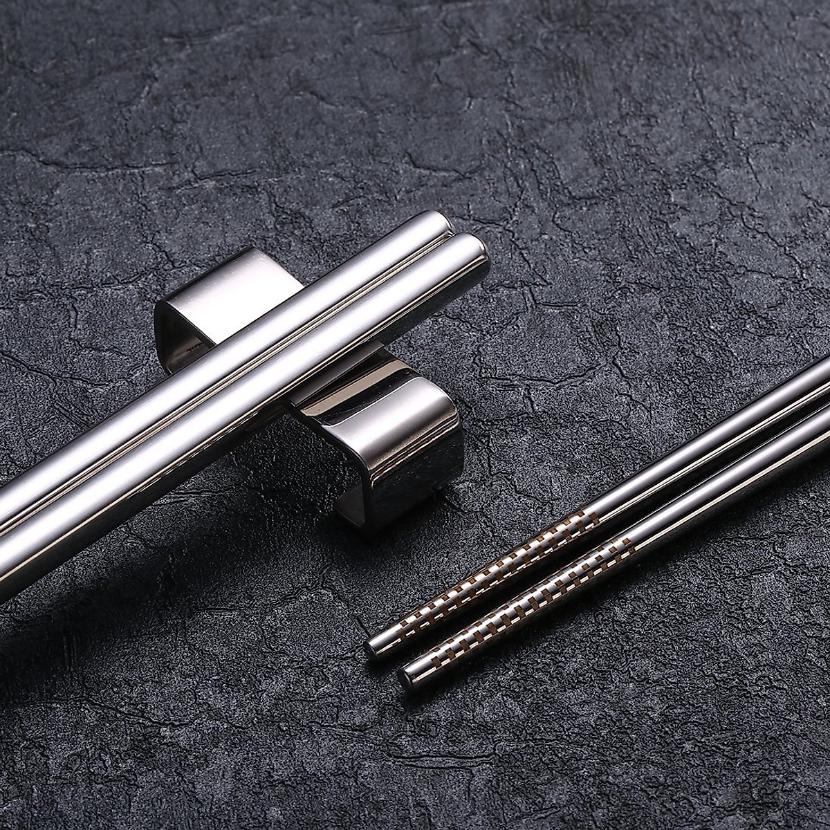 Devico Chopsticks, Metal Chopsticks, 18/10 Stainless Steel Chopstick Set, Reusable, Dishwasher Safe (5 pairs)