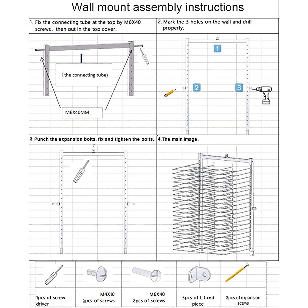 THEGA Wall-Mounted Drying Rack - Sturdy Metal Art Rack, Space Saving Rack, Metal Power Coated Design Artwork Storage Display Rack, Sturdy Paint Drying Rack, for Drawings, Painting Stack Rack