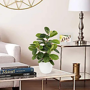 Briful Artificial Plants Mini Camellia Potted Fake Plants Small Faux Plastic Plants Desk Plant Artificial Flowers with Vase for Home Office Desk Kitchen Garden Indoor Decor