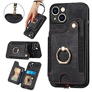 for Samsung A04 Phone case, Leather case flip Card Protection case Black