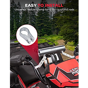 KEMIMOTO Motorcycle Speaker, ATV Motorcycle Stereo Speaker, Waterproof Motorcycle Radio Sound Bar 0.7-1 in, 60 Watts Max Built-in Amplifier, AUX in, USB, Bluetooth-Compatible, FM Radio, Silver