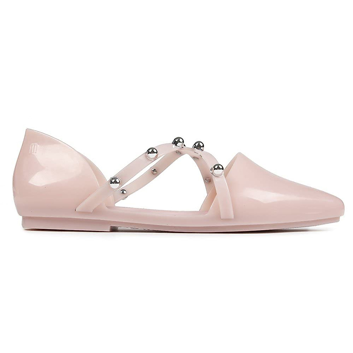 Melissa Womens Pointy Stripe Ballerina Shoes Pink 8