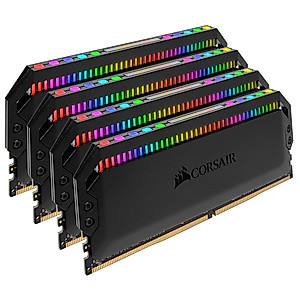 Corsair Dominator Platinum RGB 128GB (4x32GB) DDR4 3600MHz C18 Desktop Memory (12 Ultra-Bright CAPELLIX RGB LEDs, Patented Dual-Channel DHX Cooling Technology, Intel XMP 2.0 Support) Black