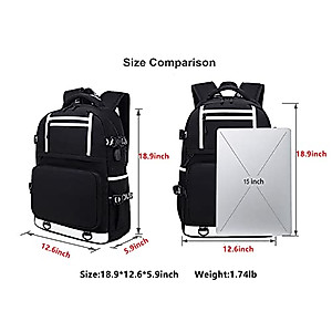 GENGX WesQi Student Boys Travel Knapsack,Neymar JR School Backpack Large Waterproof Laptop Bag with USB Charging Port