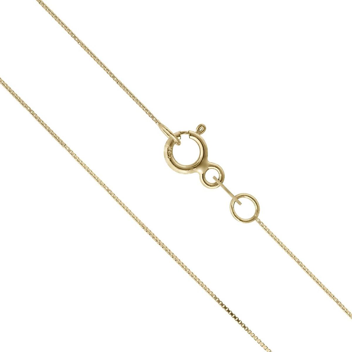 Honolulu Jewelry Company 14K Thin Real Solid Yellow Gold 0.5mm Box Chain Necklace Spring-Ring Clasp - 18 Inches