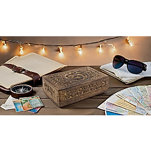 Great Birthday Gift Ideas Handmade Decorative Wooden Jewelry Box Jewelry Organizer Keepsake Box Treasure Chest Trinket Holder Watch Box Storage Lock Box 8 x 5 Inches Housewarming Gift Ideas Men Women