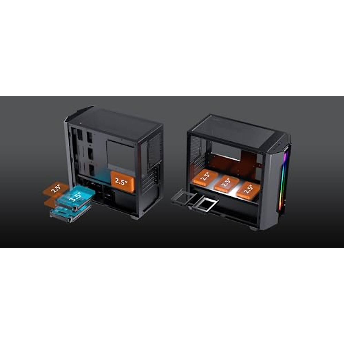 Cougar Gemini M Mini Tower Gaming Case with Addressable RGB and Dynamic Lighting Effects (Iron-Gray)