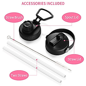 40 oz Tumbler with Straw, Insulated Water Bottle with Straw Fits in Cup Holders, Stainless Steel Travel Flask with Straw Lid Spout Cap, Leak-proof Double Wall Keep Cold for 24 Hrs, Hot for 12 Hrs