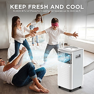 TURBRO Greenland 10,000 BTU ASHRAE (6,000 BTU SACC) Portable Air Conditioner, Dehumidifier and Fan, 3-in-1 Floor AC Unit for Rooms up to 400 Sq Ft, Sleep Mode, Timer, Remote Included