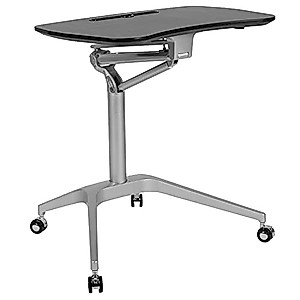 Flash Furniture Gia Mobile Sit-Down, Stand-Up Black Computer Ergonomic Desk with 28.25"W Top (Adjustable Range 29" - 41")