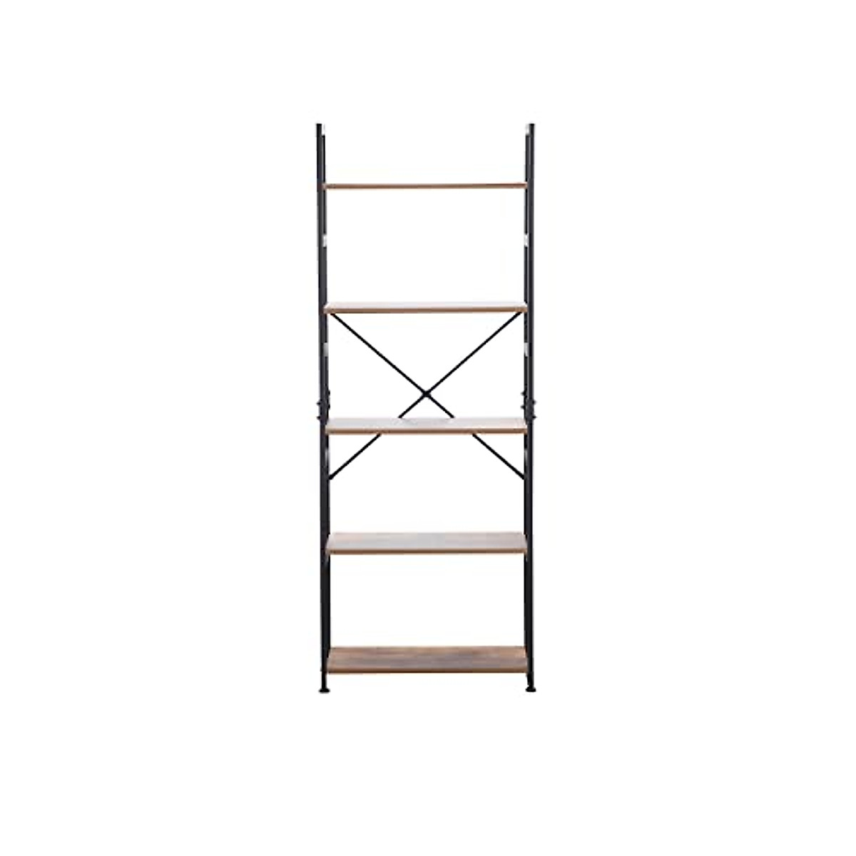 WISCLASS 5 Tier Bookshelf Rustic Wood & Metal Frame Bookcase Shelf Industrial Storage Organizer Modern Display Shelf Rack Open Back Standing Shelving Unit for Bedroom Living Room Home Office