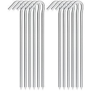 EUOKOK 9" Tent Stake Inflatable Stakes 12 Packs,Metal Tent Pegs Heavy Duty Ground Stake Hooks for Fencing, Tarp and Outdoor Christmas Decorations Yard