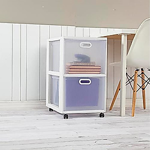 Sterilite Ultra 2 Clear Drawer Plastic Rolling Storage Container Cart with Ergonomic Handles and Caster Wheels, White (2 Pack)